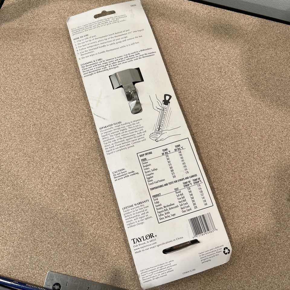 Taylor Candy Deep Fry Thermometer 5983N New In Packaging | eBay