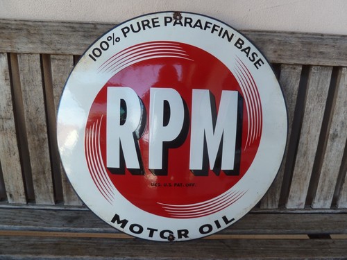 RPM porcelain sign advertising vintage gasoline 20" oil gas station ...