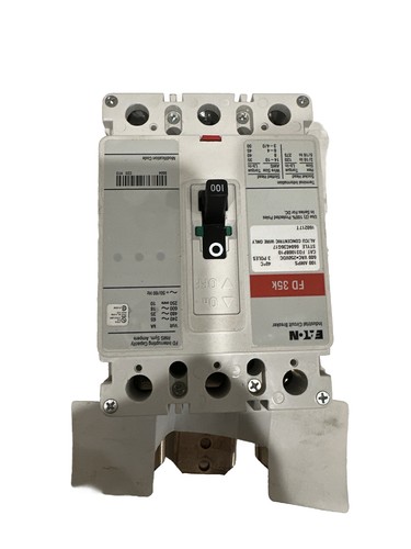 FD3100BP10 EATON FD 35K 3 POLE 100 AMP 600 VAC CIRCUIT BREAKER 250VDC ...