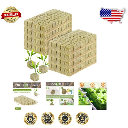 400 Premium 1-Inch Rockwool Cubes for Hydroponic Plant Propagation ...