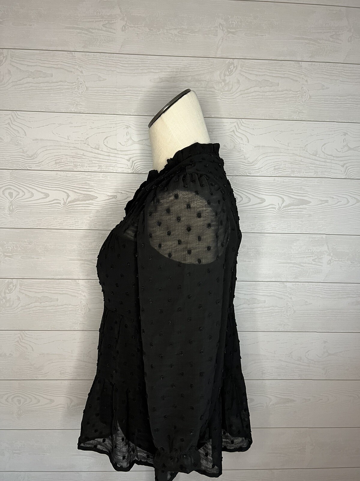 monteau Black Sheer/layered Tiered top Size small - Gem