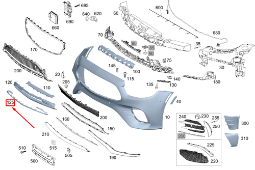 MERCEDES-BENZ E C238 Front Bumper Center Molding Trim A2388854301 ...