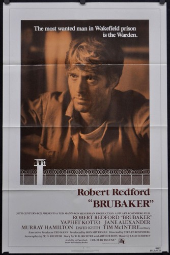 BRUBAKER 1980 ORIG 27X41 MOVIE POSTER ROBERT REDFORD YAPHET KOTTO ...