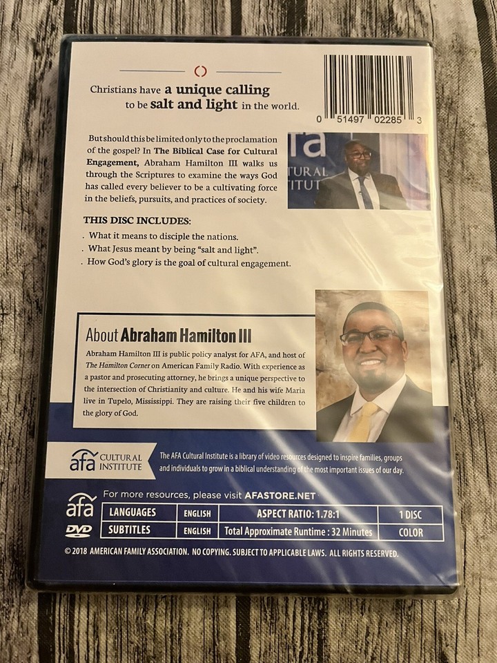 The Biblical Case for Cultural Engagement With Abraham Hamilton DVD ...