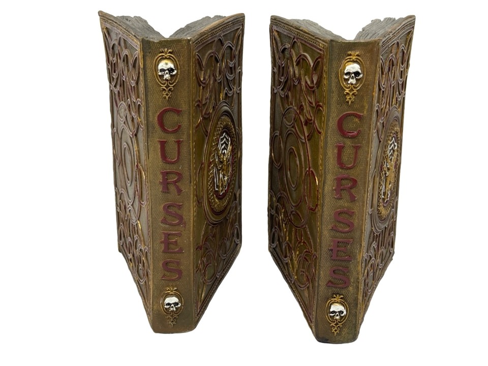 2 Cursed Books with Skeltons Light Up Book Ends Display Halloween ...