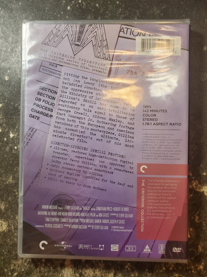 Brazil (The Criterion Collection, Special Edition, DVD, 2006) (Sealed ...