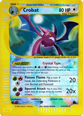 Crobat - 147/144 - Pokemon Skyridge Reverse Holo Card HP | eBay