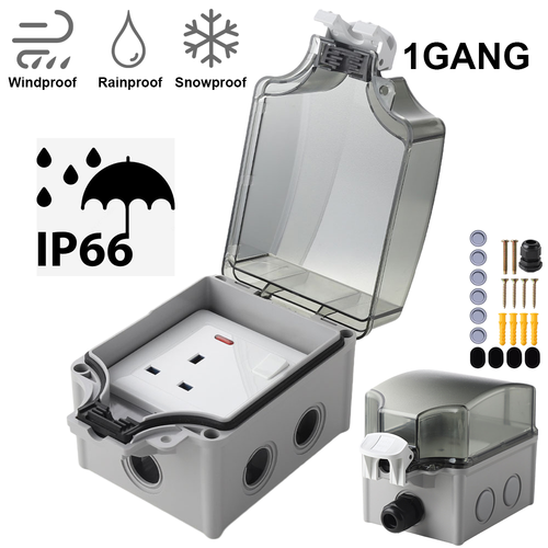 Waterproof Outdoor Plug Socket 13A 1 Gang Electrical Single Switched ...