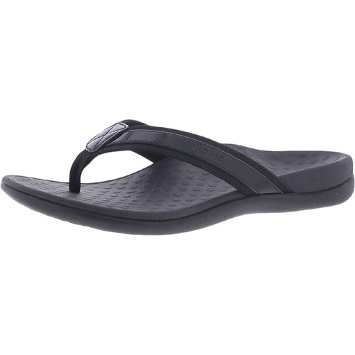 Vionic Womens Tide Black Leather Thong Sandals Shoes 10 Medium (B,M ...