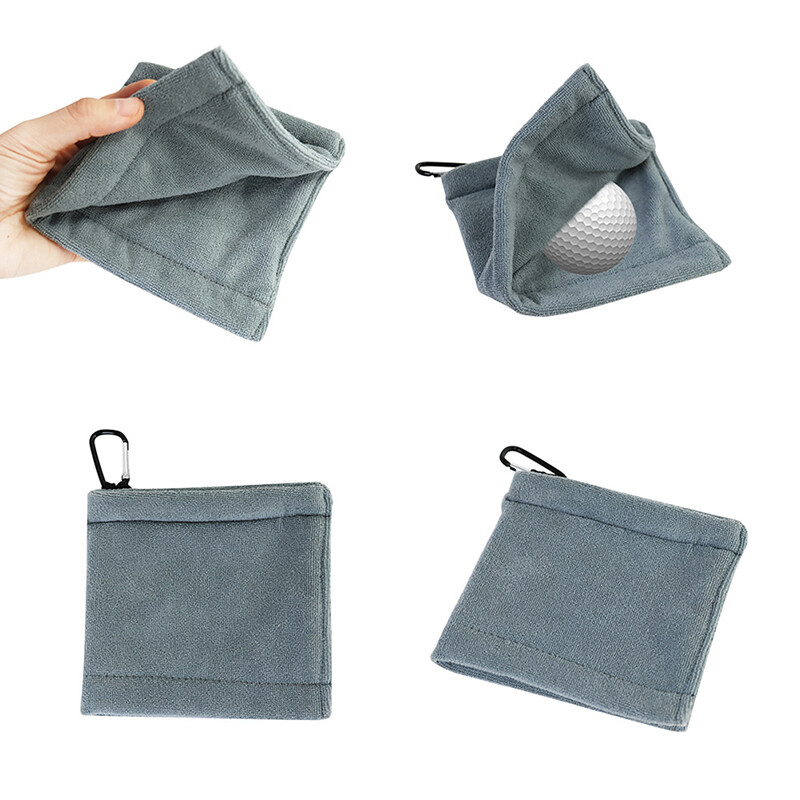 Square Microfiber Golf Ball Cleaning Towel with Carabiner Hook Water ...