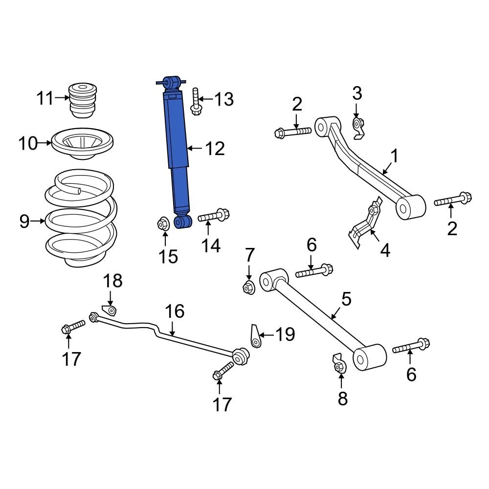 For Jeep Wrangler 2018-2020 Jeep 68527789AB Rear Suspension Shock ...