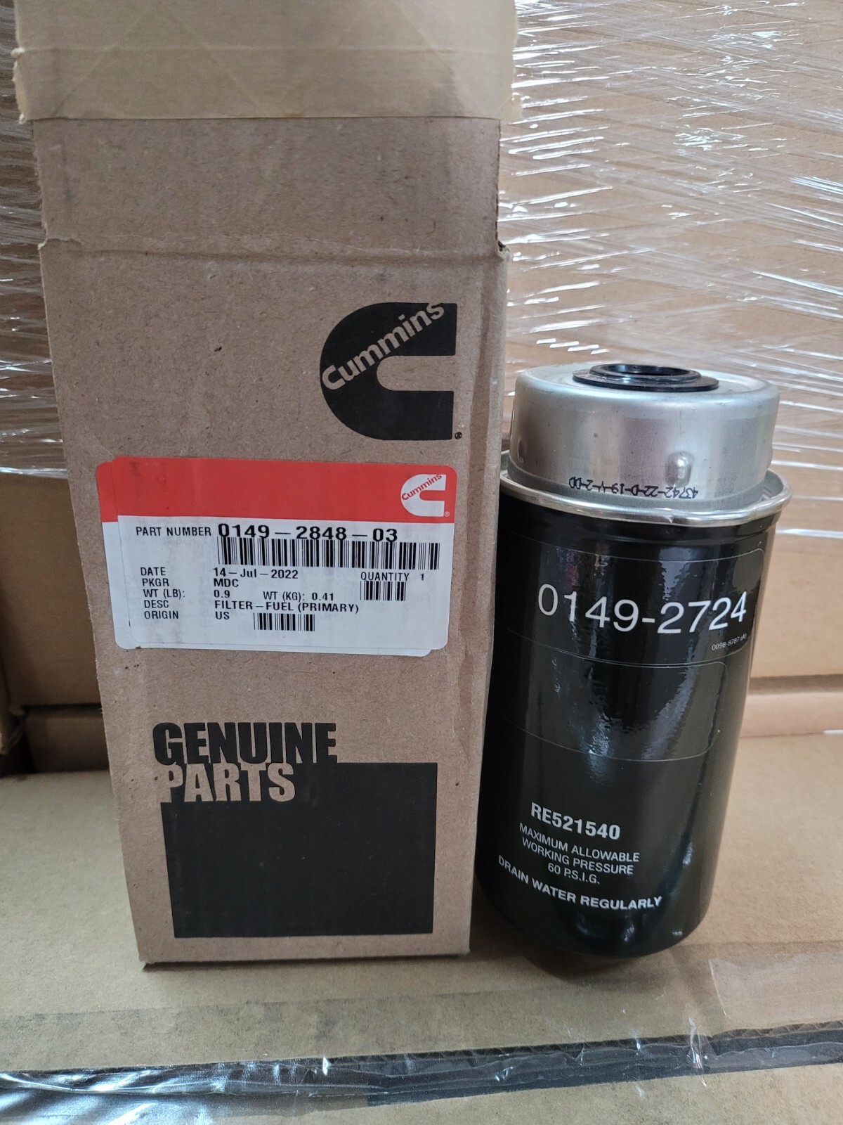 Cummins Onan Fuel Filter (Primary) - 149-2848-03 149-2724 RE521540 | eBay