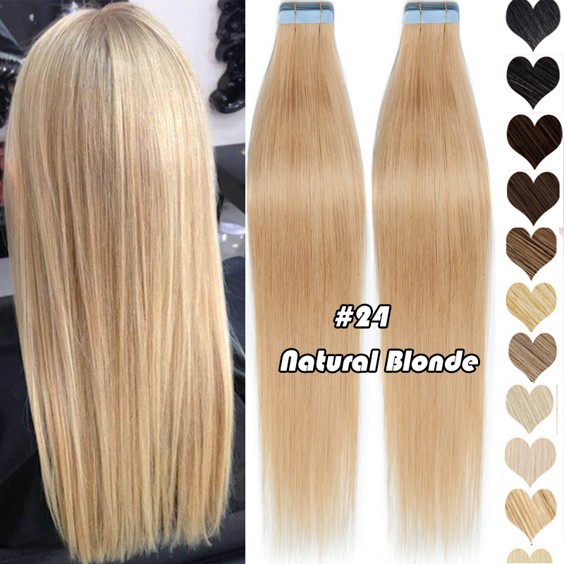 Russian Tape In Skin Weft 100% Human Remy Hair Extensions THICK Full ...