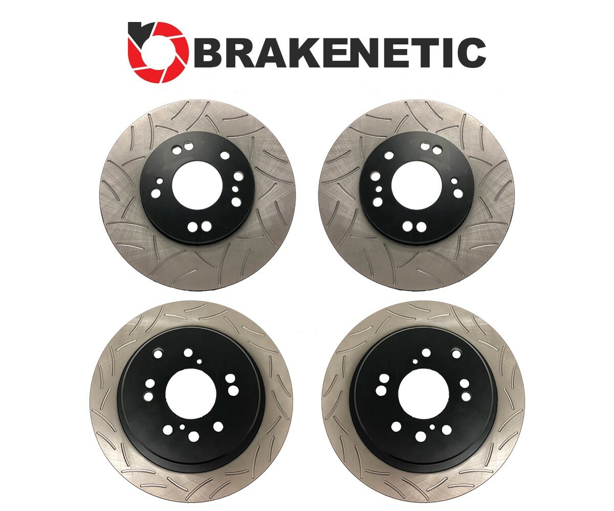 F&R BRAKENETIC Premium GT Slot Brake Rotors 26mm Z32 300ZX Conversion 4 ...