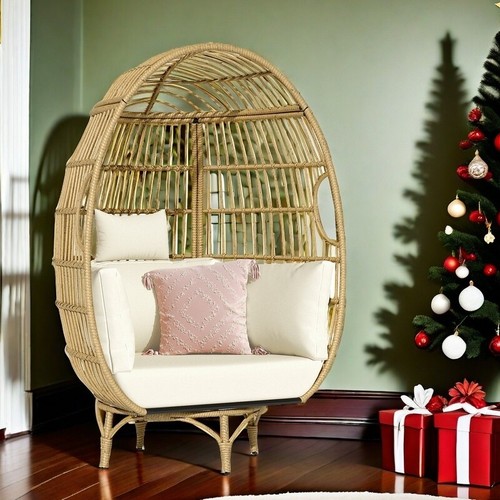 Outdoor Egg Chair 360° Swivel Oversized Patio Rotating Basket Chair All ...