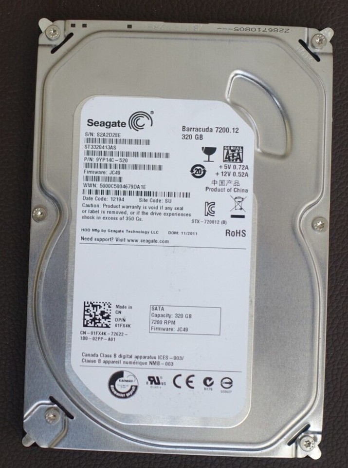 Seagate Barracuda 320GB internal HDD (ST3320413AS) SATA 3.5" 7200 RPM ...