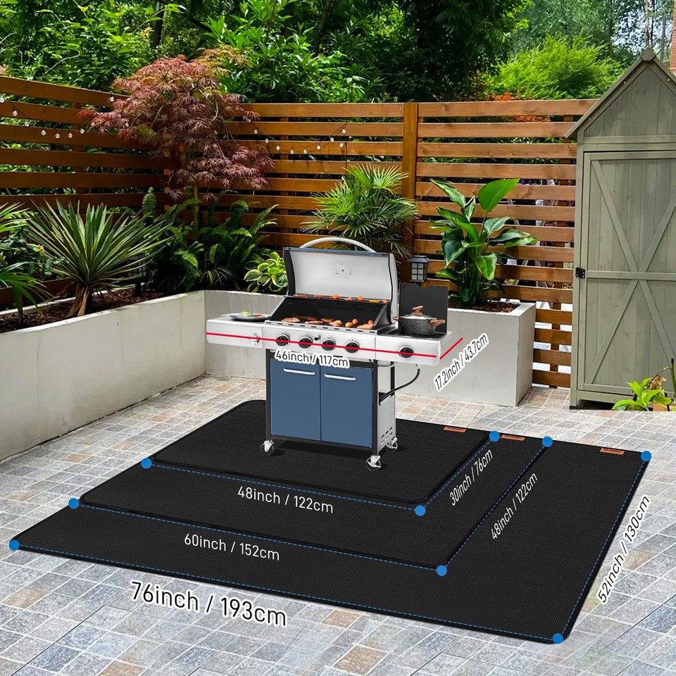 48 X 30 inch Large Under Grill Mat,Fireproof Flame Retardant Mat for ...