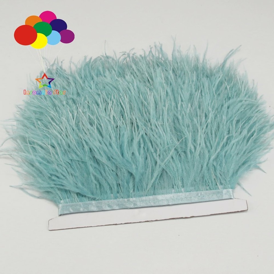 Diy Light Blue 1/5/10 Meter Ostrich Feather Cloth Trims 3.15-6In/8-15Cm ...