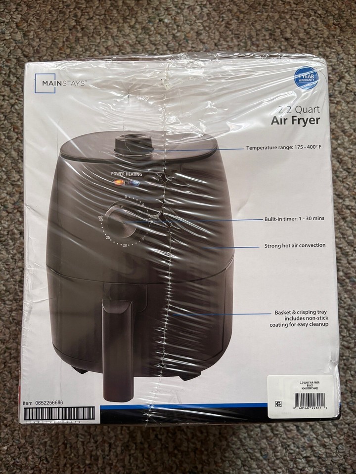 Mainstays 2.2 qt Air Fryer Black - Automatic Shutoff Built-in Timer ...