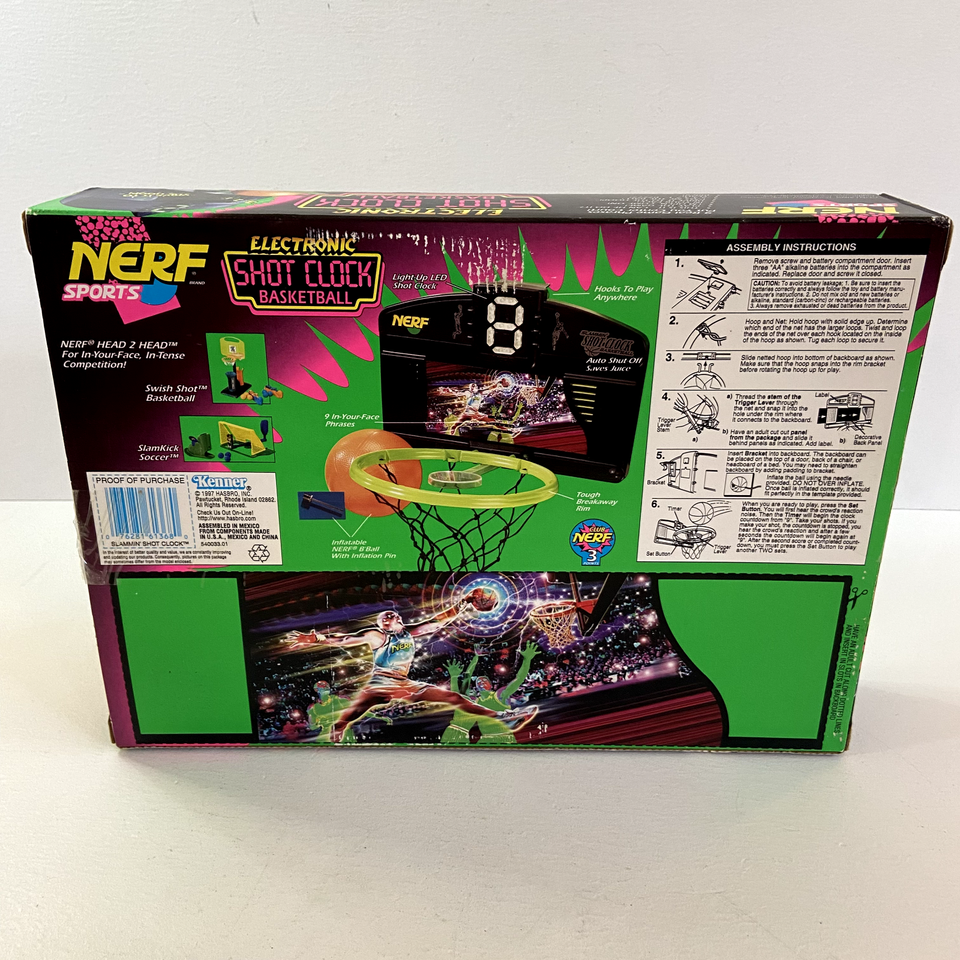 RARE Vtg 1997 Nerf Sports Electronic Shot Clock Basketball 90s Kenner ...