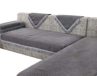 New and Improved Anti-Slip Grip Thick Linen Sofa Protector, Sectional ...