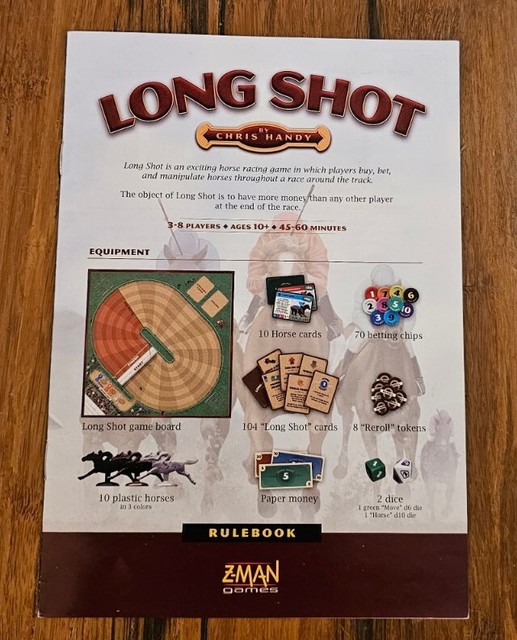 Long Shot by Chris Handy Horse Racing Board Game Z-man Games - 100 ...