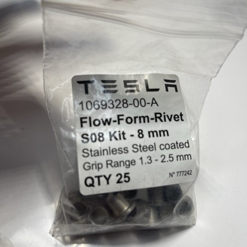 Tesla OEM 1069328-00-A Flow Form Rivet S08 8mm Grip Range 1.3-2.5mm Qty ...