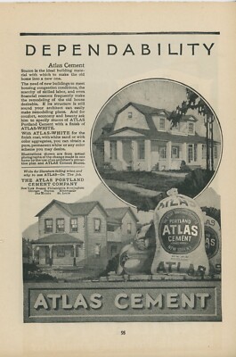 1920 Atlas Portland Cement Vintage Ad Stucco Home House Building ...