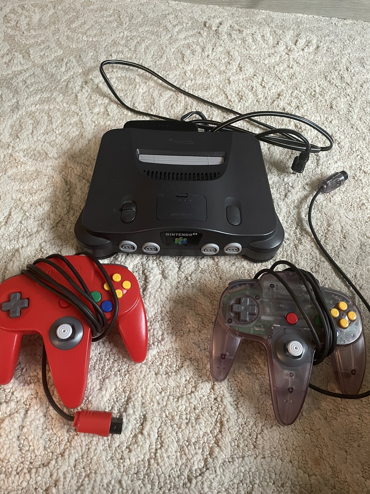 Nintendo 64 Console System N64 Controller Red And Crystal Power Cable ...