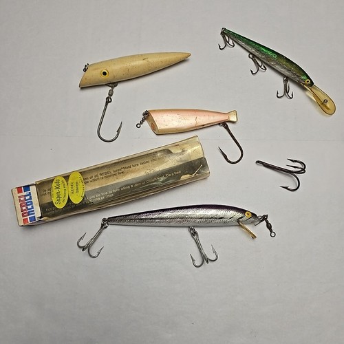 Vintage Lot of 4 Fishing Tackle Lot, Lures Les Davis #5, REBEL... | eBay