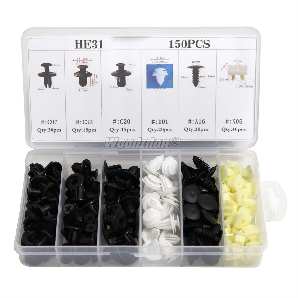 Pack 150 Car Push Pin Body Rivet Bumper Fender Door Trim Panel Clip ...