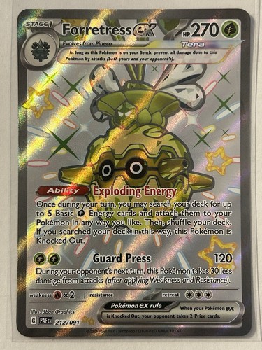 Holo Forretress ex - 212/091 Shiny Ultra Rare Paldean Fates Pokemon TCG ...