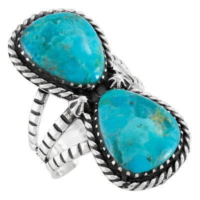 Turquoise Ring Sterling Silver 925 Genuine Gemstones Size 6 to 11 ...