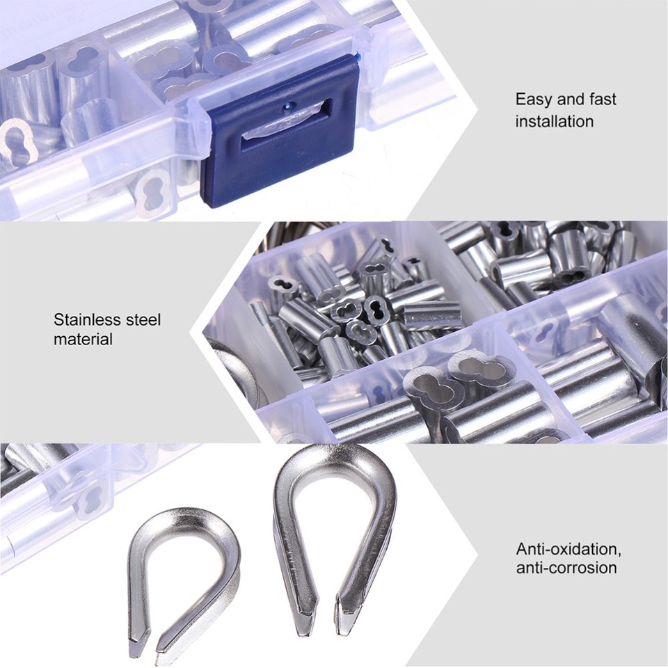 250 Pcs Wire Rope Sleeves Double Barrel Ferrule Electrical Ferrules | eBay