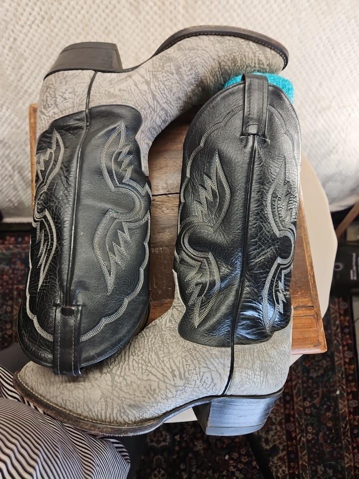 Tony Lama Shrunken Shoulder Cowboy Boots Men’s 8.5 D Style 6253 Black ...