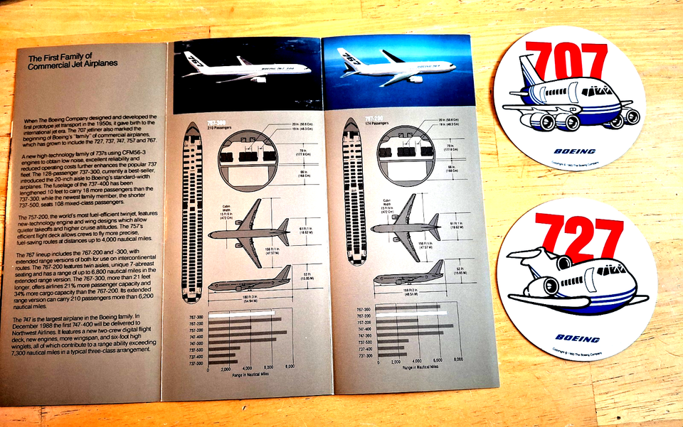 BOEING Brochure 1st Family of Commercial Jets 737-747 + Boeing 707 727 ...