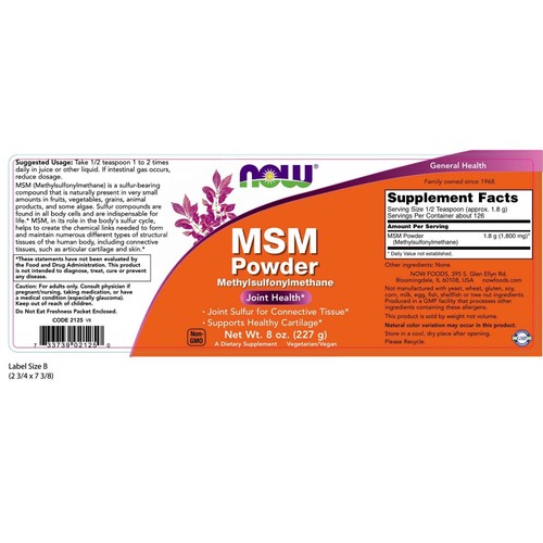 NOW Foods MSM, 1800 mg, 8 oz Powder | eBay
