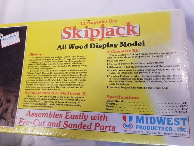 1990 Vtg Chesapeake Bay Skipjack Wooden Sailboat Model Midwest 971 ...