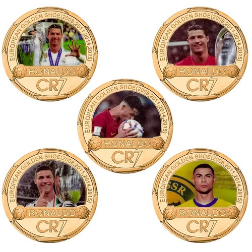 5PCS Cristiano Ronaldo Gold Coins Gift Box Set CR7 Football Super Star ...