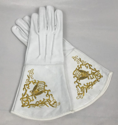 White Gauntlet with Embroidered Eagle Motif - Size Small | eBay