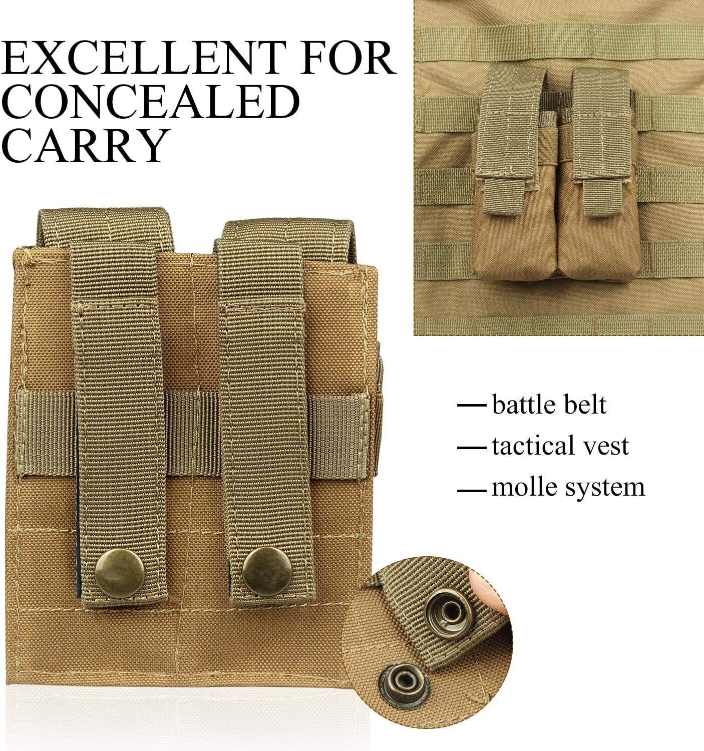 Tactical MOLLE 9mm Magazine Pouch Single/Double Stack Pistol Mag Bag ...