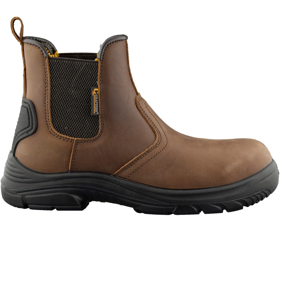 Mens Leather EEEE Wide Fit Safety Steel Toe Cap Work Chelsea Boots ...