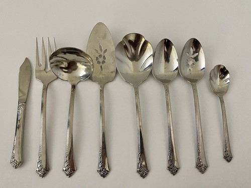 Oneida Cube Damask Rose Stainless Flatware Serving Set Fork Spoon ...