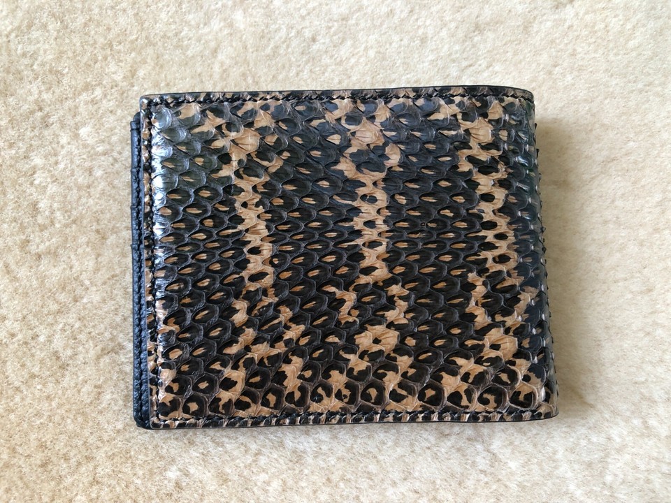 Python Print Leather Men's Bifold Wallet | eBay
