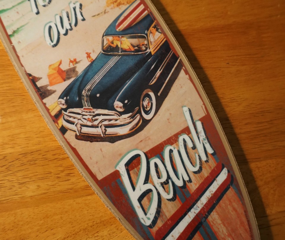 Welcome To Our Beach Sign Vintage Woody Surfing Surfboard Rustic Wood ...