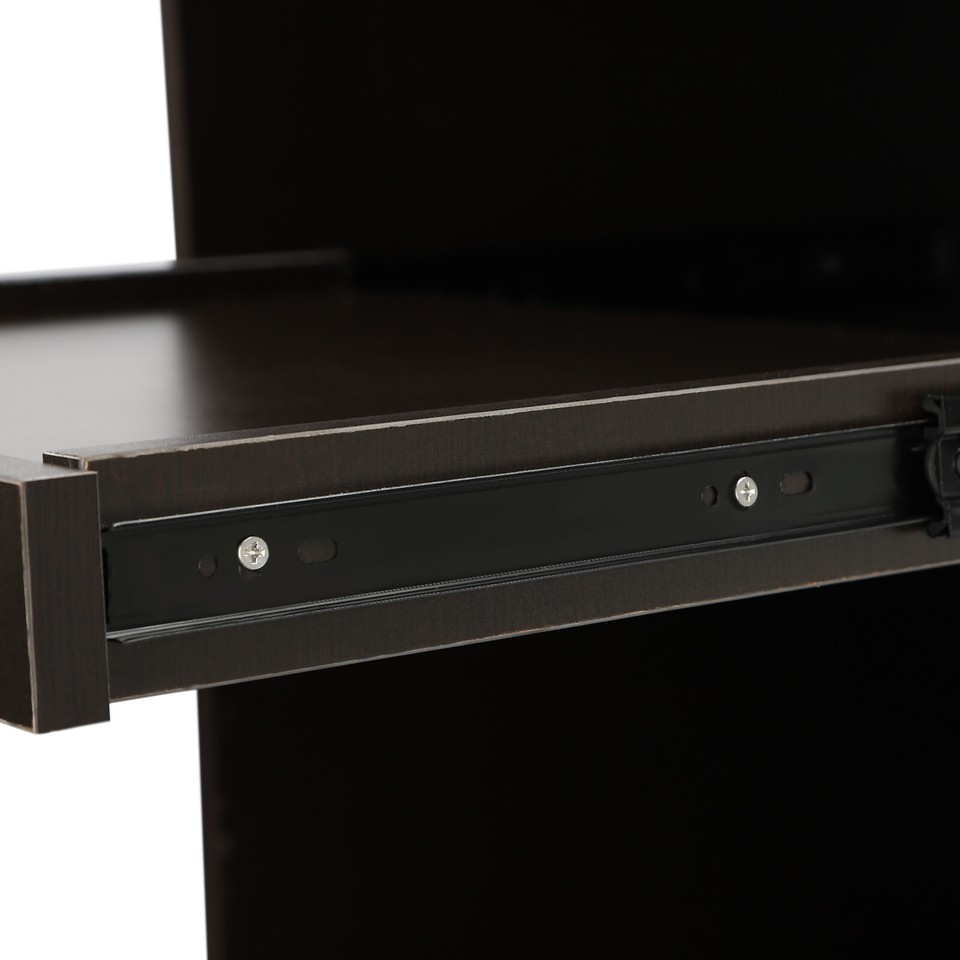 Mobile Floor Lectern with Side Shelf And Keyboard Tray, Black, Load ...