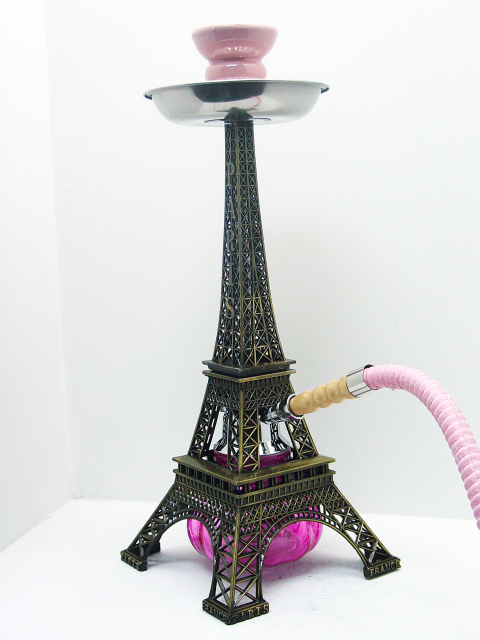 NEW PINK PARIS EIFFEL TOWER MODERN Hookah Shisha Hooka BRASS Frame 1 ...