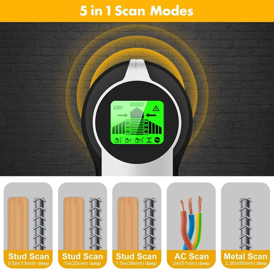 Stud Finder Wall Scanner 5 in 1 Upgraded Electronic Wall Scanner with ...