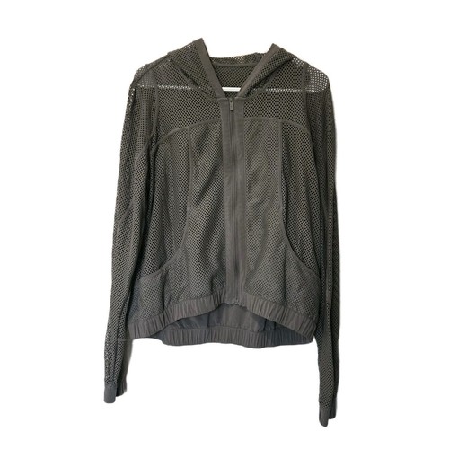 LULULEMON Relaxed Fit Mesh Jacket Size 10 Grey Sage Mesh Zip Up Hoodie ...