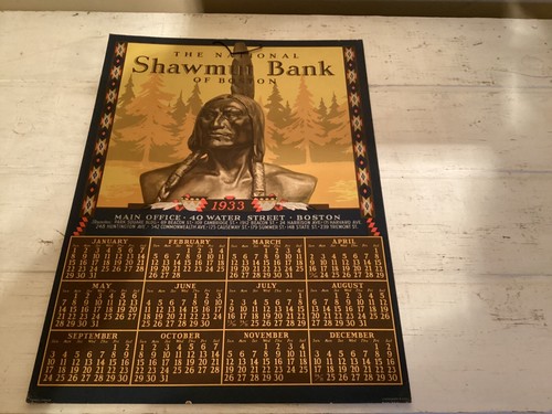 1933 The National Shawmut Bank of Boston Native American Large Litho ...
